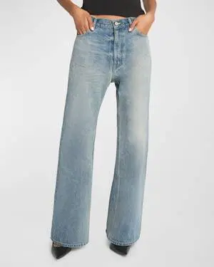 Buy Balenciaga Flared Selvedge Denim Pants - 6379 Outback Blue At